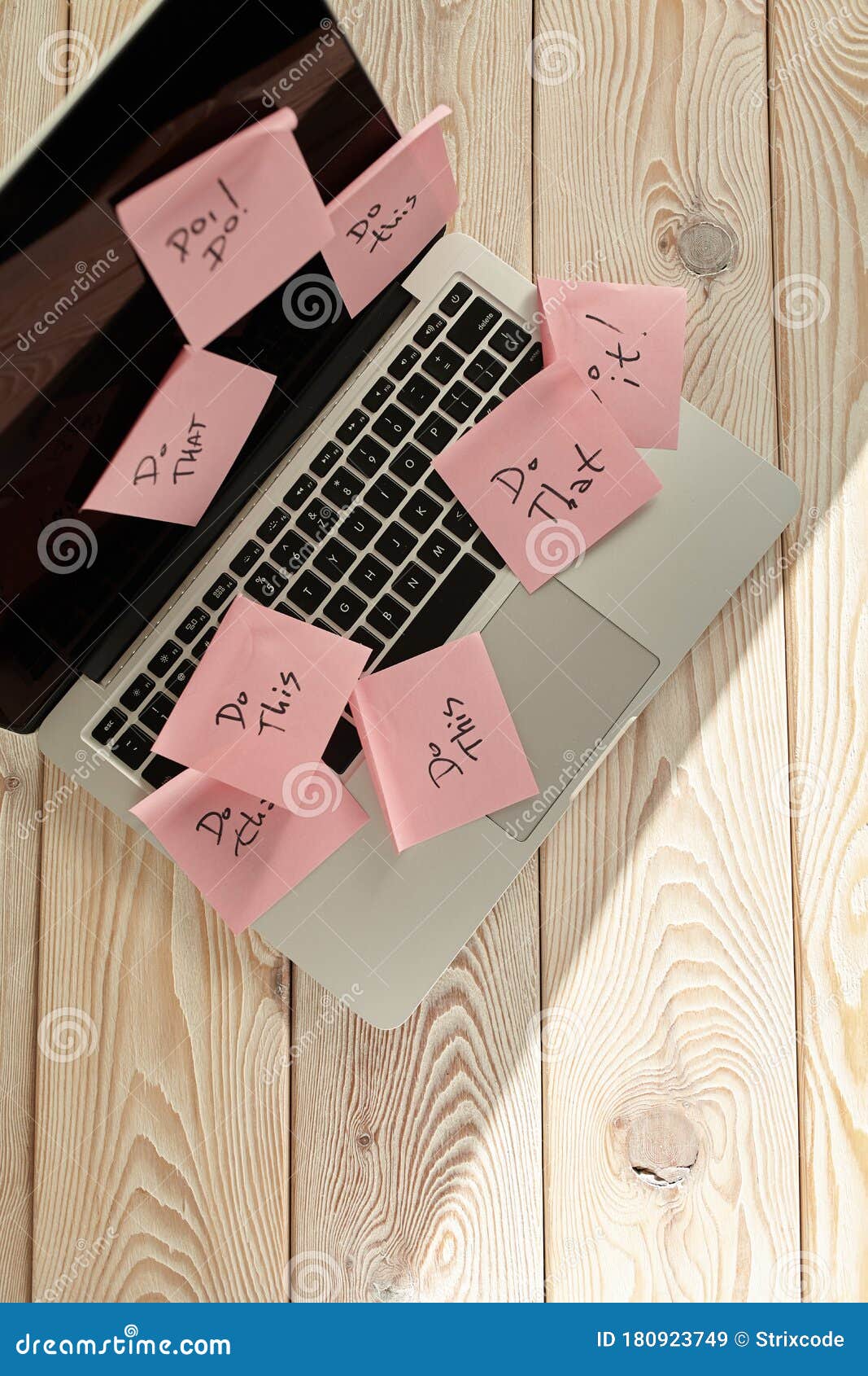 Image of Laptop Full of Sticky Notes Reminders on Screen. Work Overload ...
