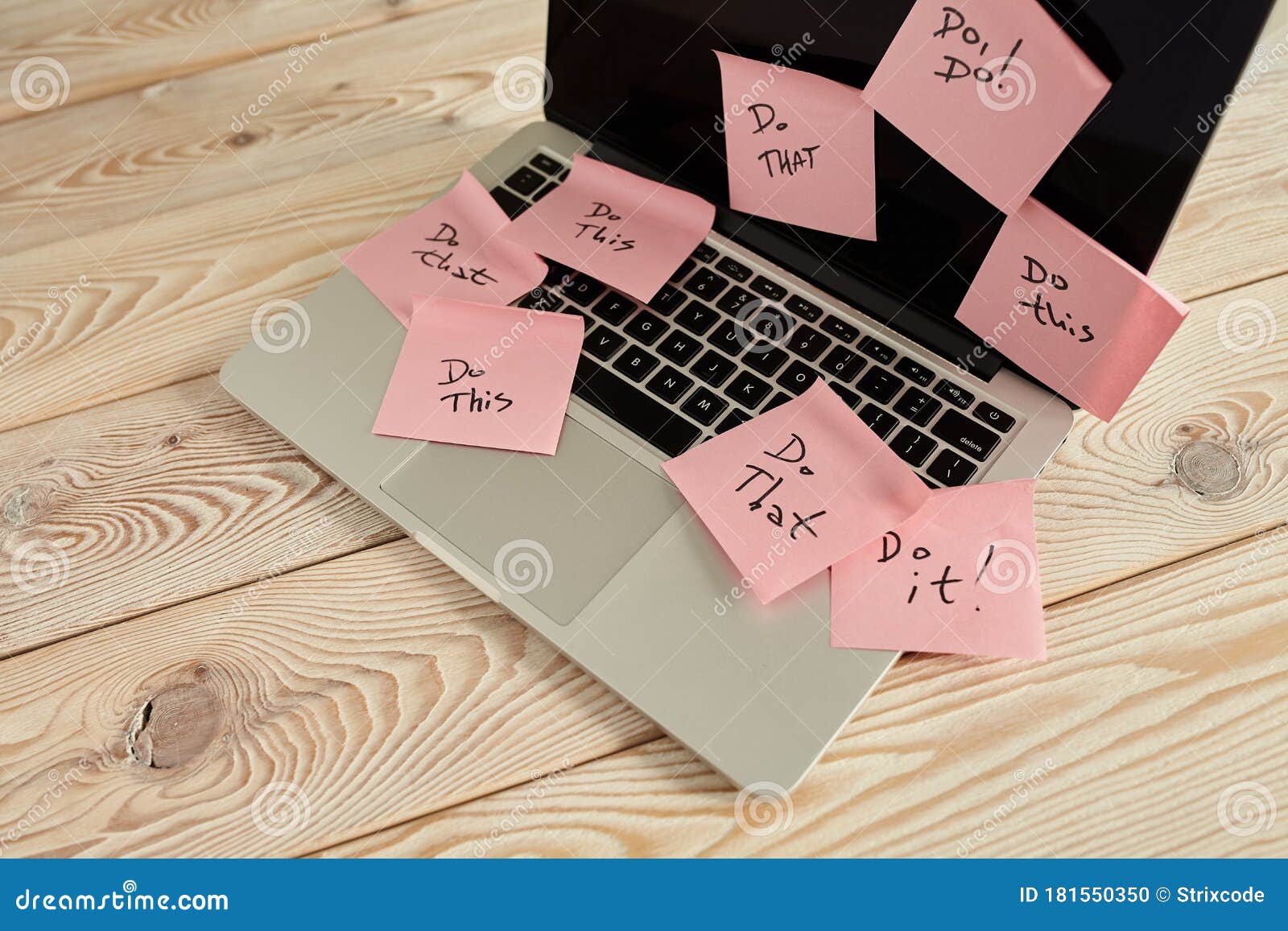 Image of Laptop Full of Sticky Notes Reminders on Screen. Work Overload ...