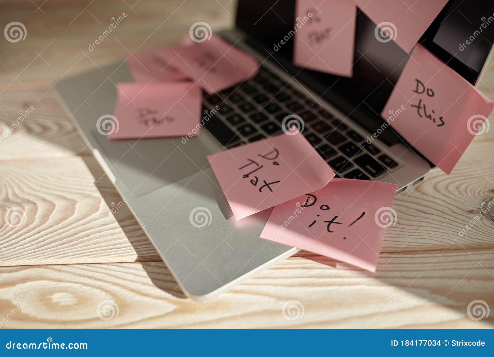 Image of Laptop Full of Sticky Notes Reminders on Screen. Work Overload ...