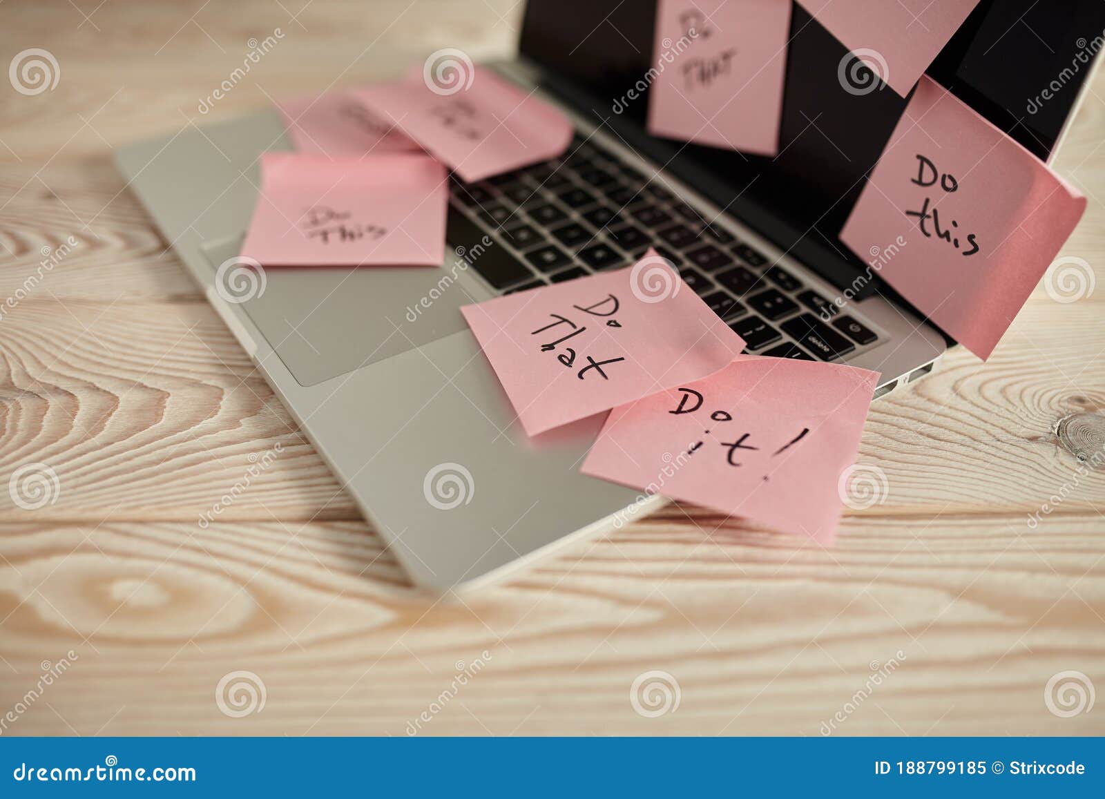 Image of Laptop Full of Sticky Notes Reminders on Screen. Work Overload ...