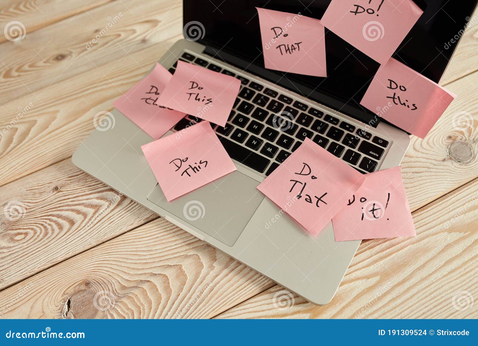 Image of Laptop Full of Sticky Notes Reminders on Screen. Work Overload ...