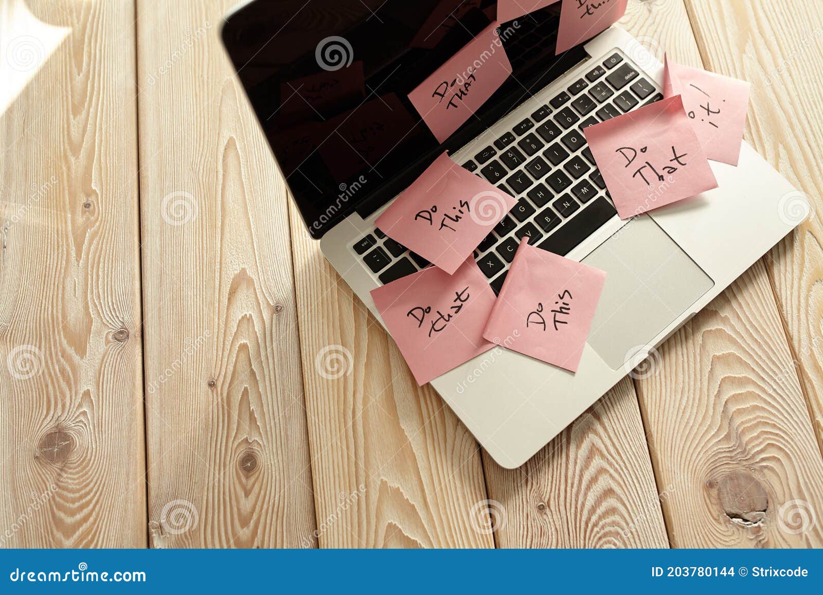 Image of Laptop Full of Sticky Notes Reminders on Screen. Work Overload ...