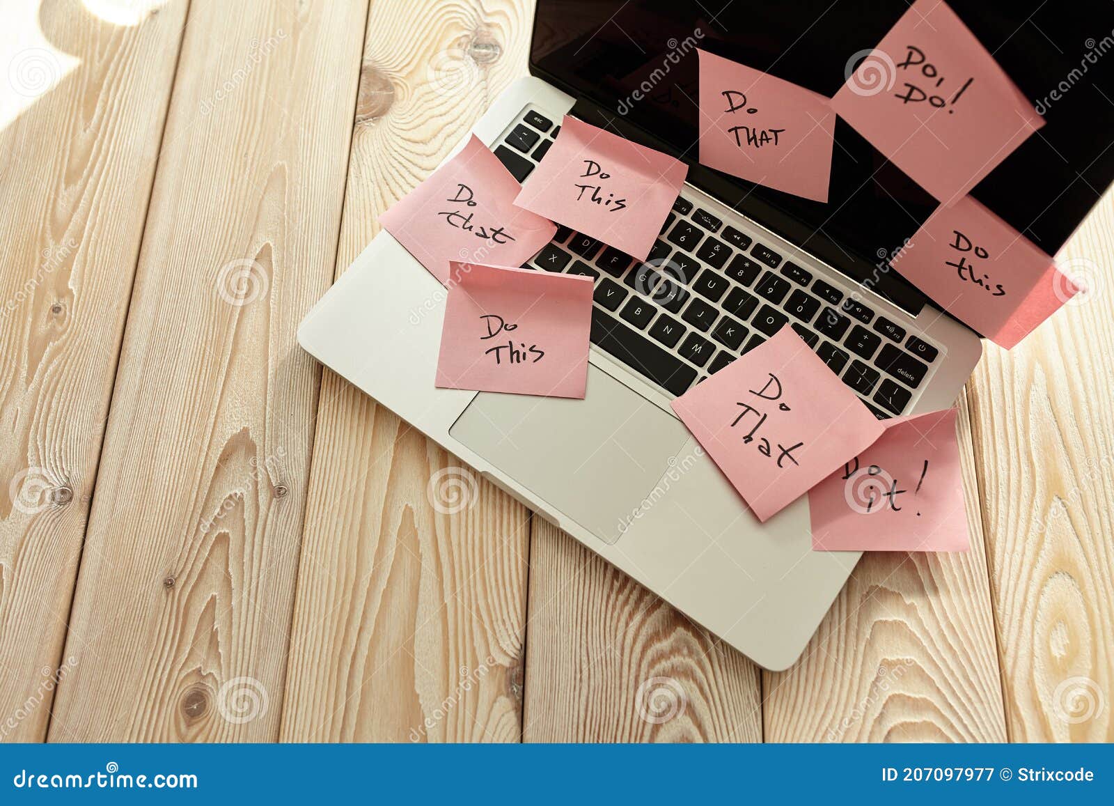 Image of Laptop Full of Sticky Notes Reminders on Screen. Work Overload ...