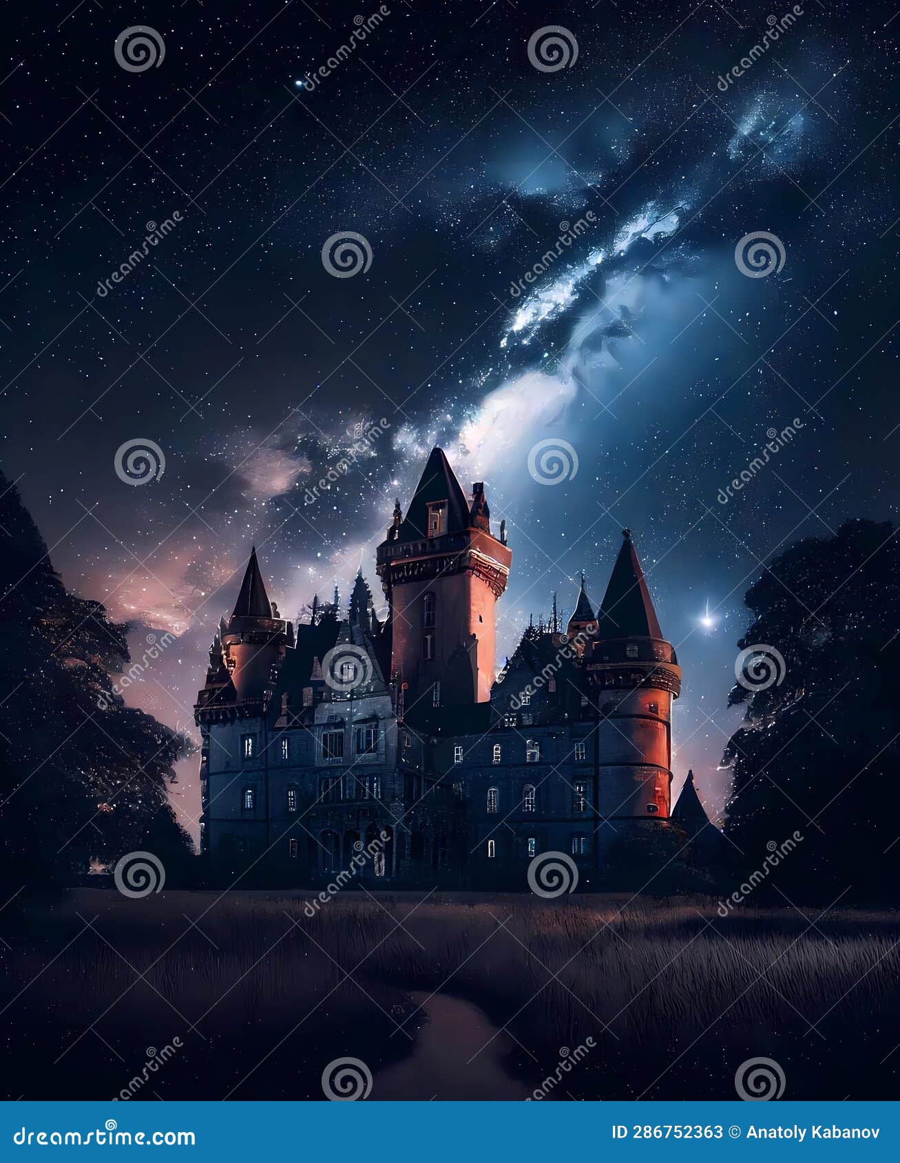 Image of a Large Fairy-tale Castle Stock Illustration - Illustration of ...