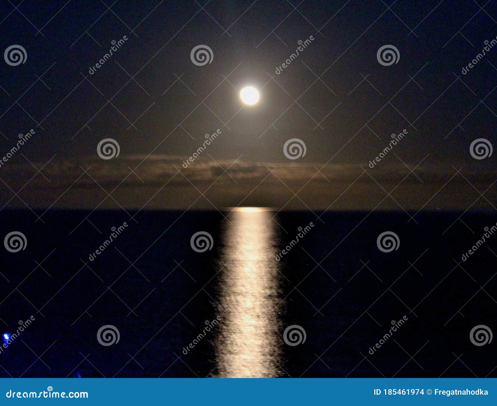Big Moon Over the Sea with a Lunar Path Stock Photo - Image of clouds ...