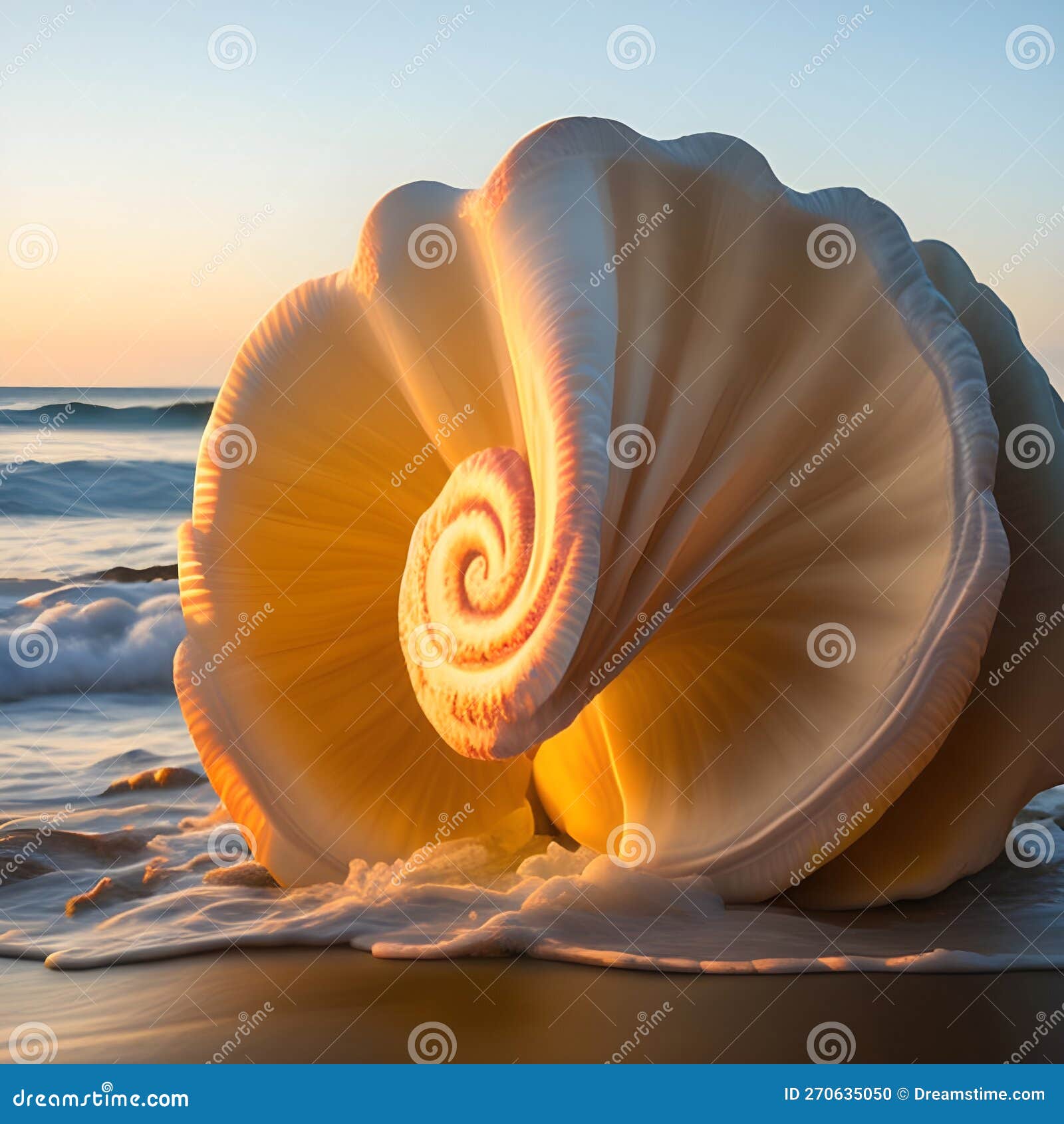Image of the Large Nautilus Shell and Ordinary Shell Laying on the ...