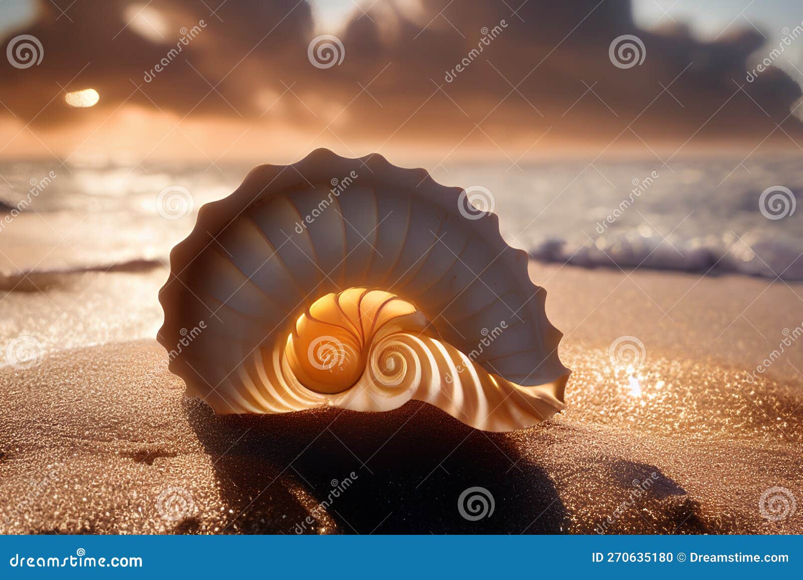 Image of the Large Nautilus Shell and Ordinary Shell Laying on the ...