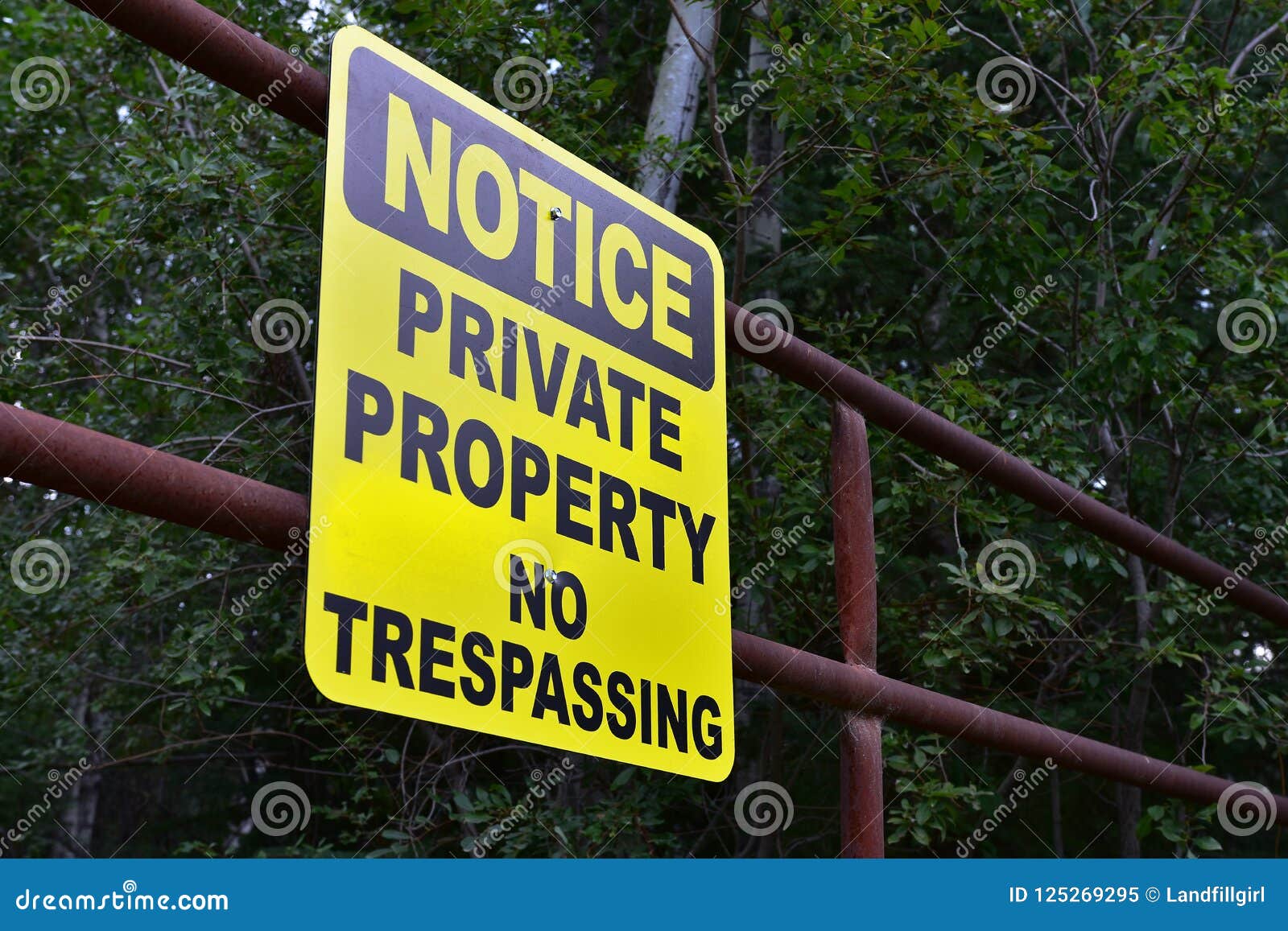 Yellow No Trespassing Sign Stock Image Image Of Large 125269295