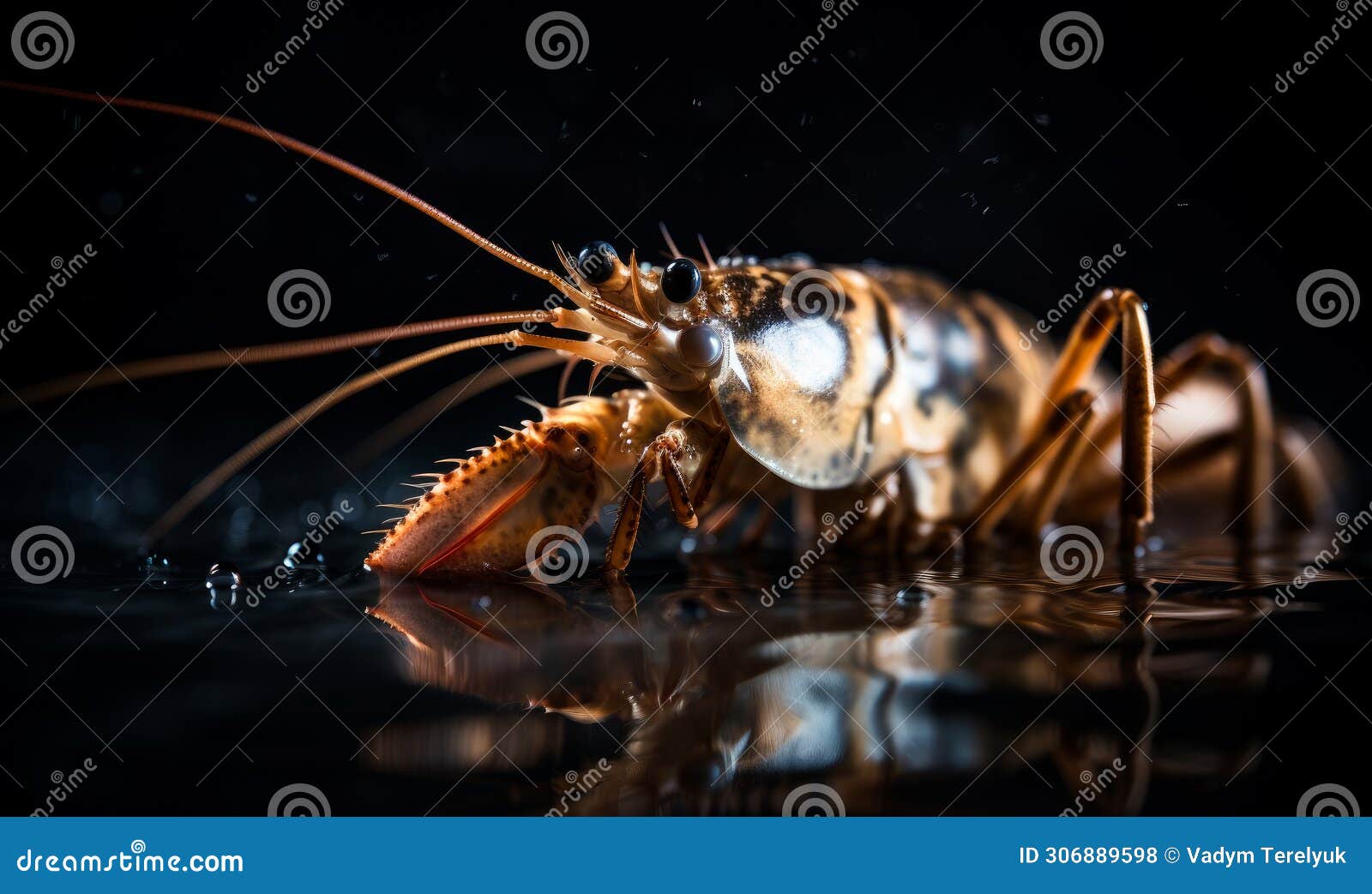 An Image of Large Shrimp Sitting. a Close Up of a Dead Insect on a ...