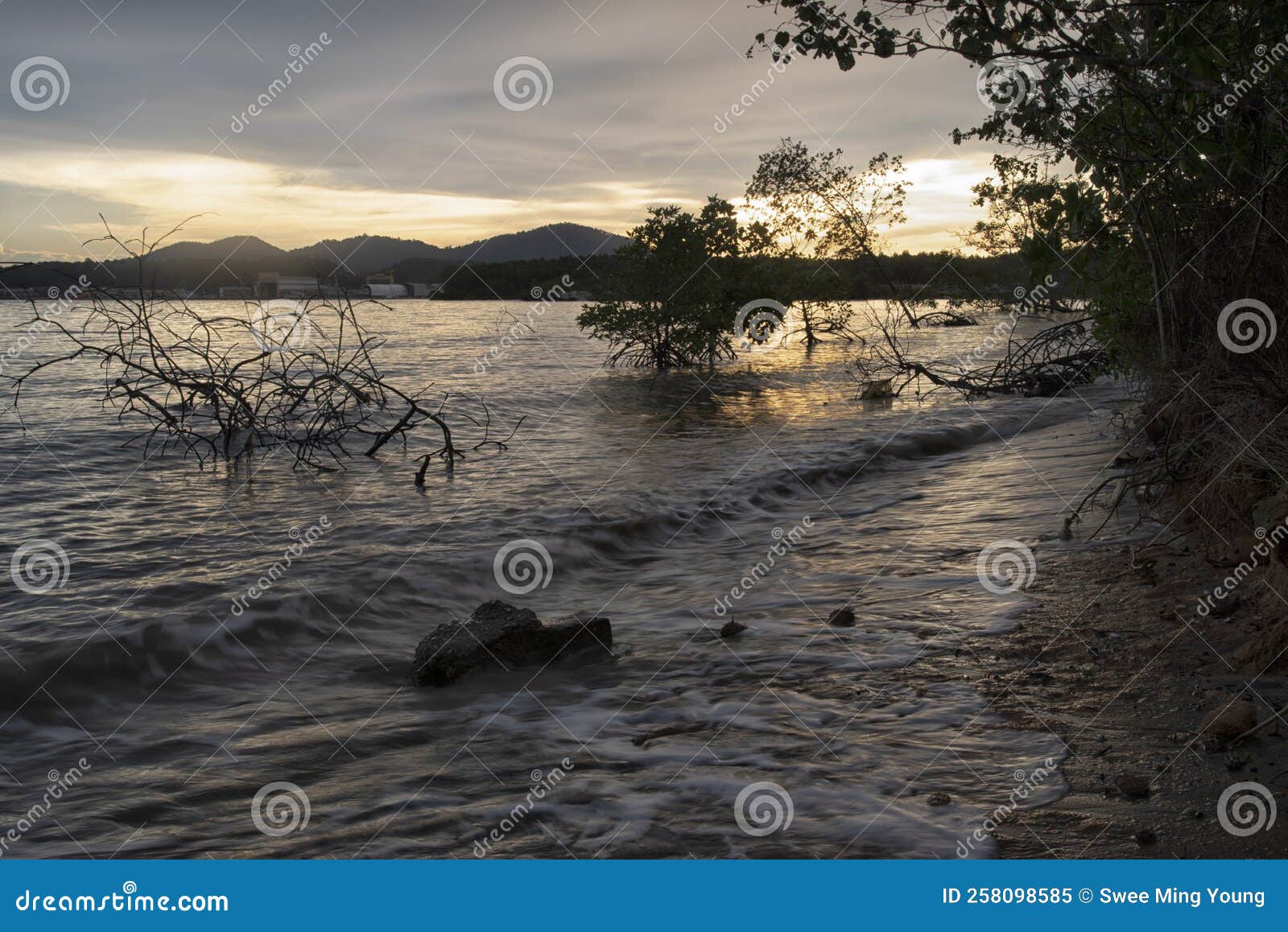 Late Evening Environment Scene at the Beach. Stock Image - Image of ...