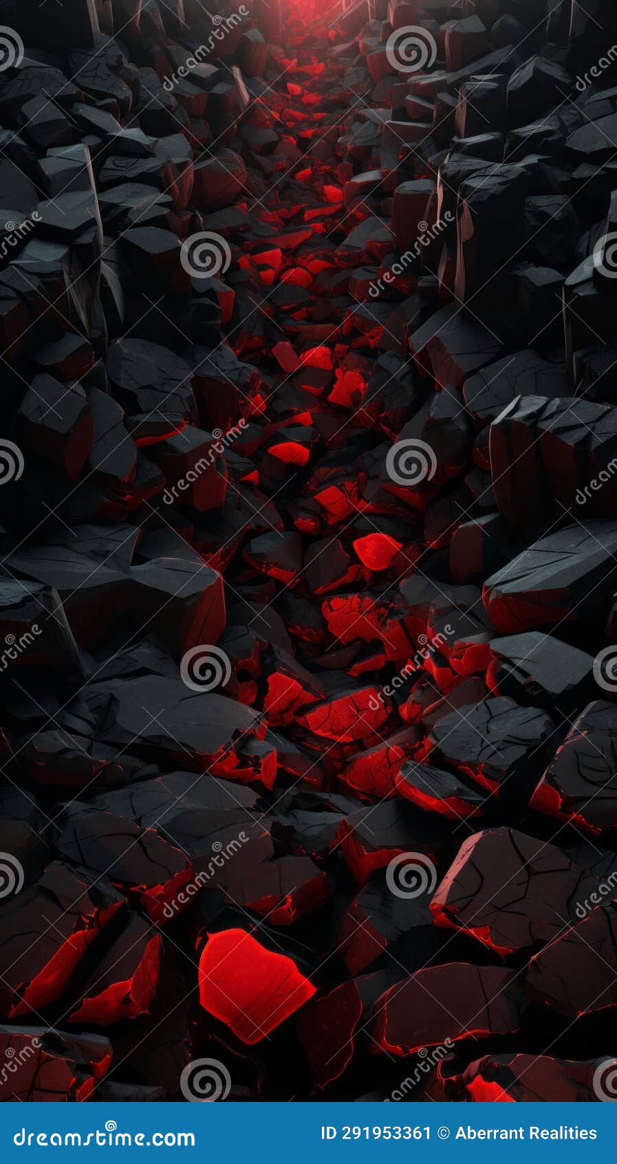 An Image of a Lava Path with Red and Black Rocks Stock Illustration ...