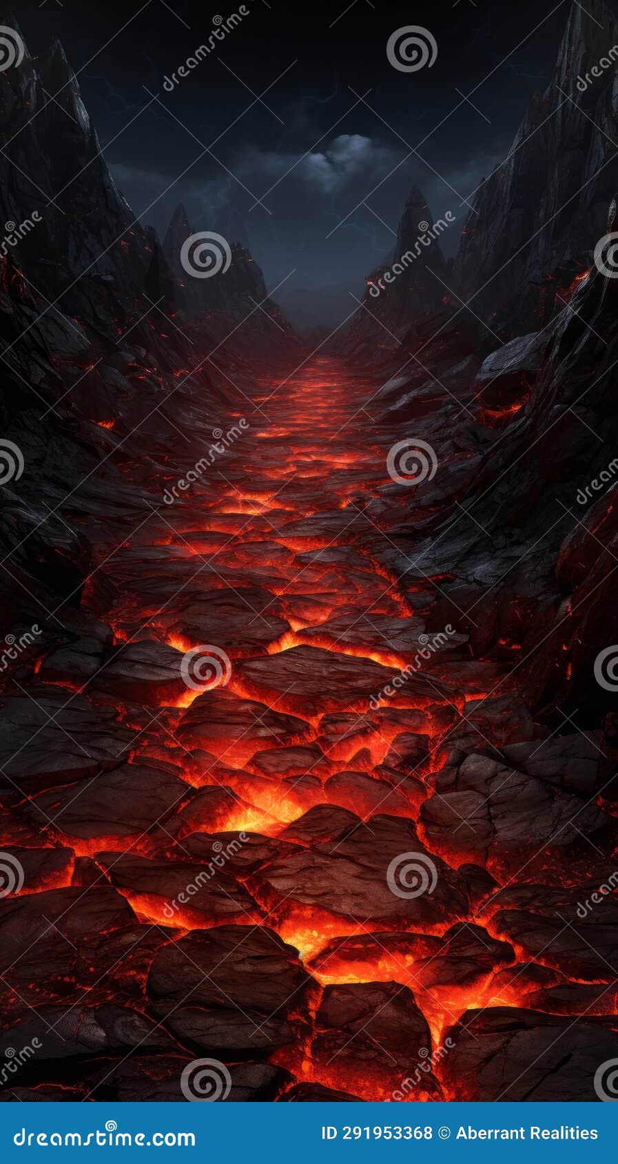 An Image of a Lava Road in the Dark Stock Illustration - Illustration ...