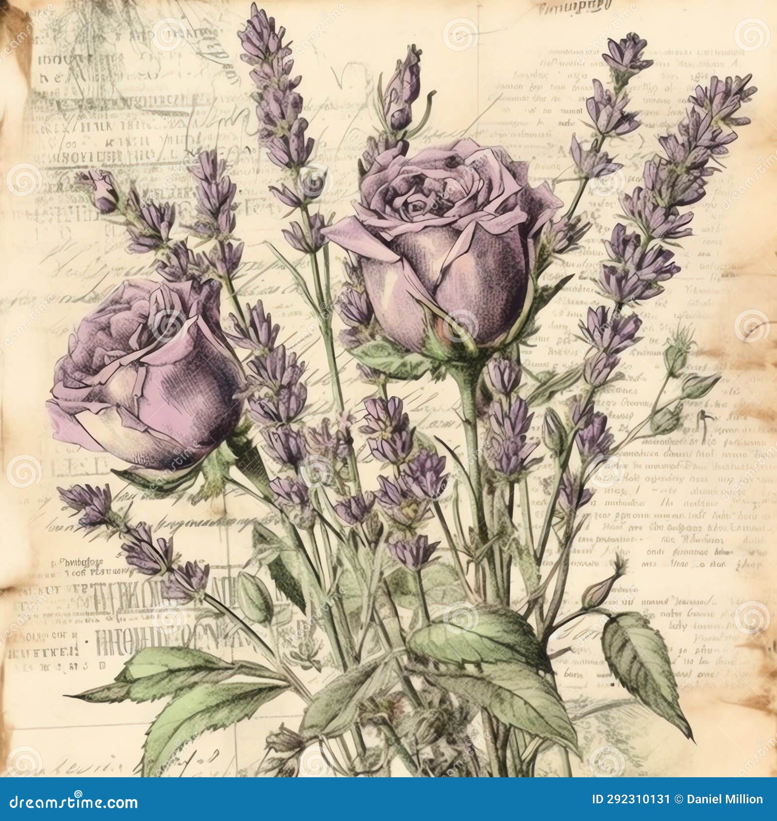 Lavender Old Paper, Vintage Digital Paper Stock Illustration ...
