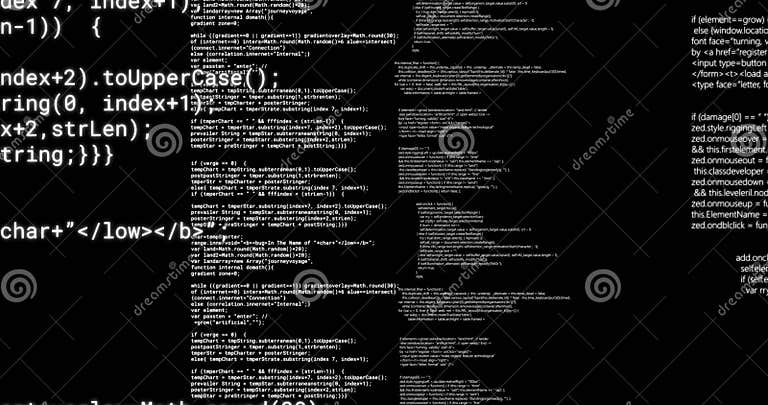 Image of Layers of Text Data Processing on Black Background Stock Illustration - Illustration of ...