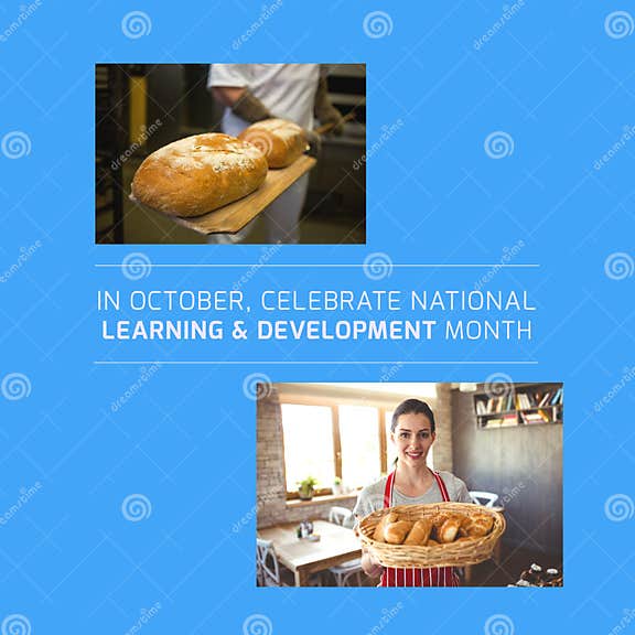 Image of Learning and Development Month Over Blue Background with ...