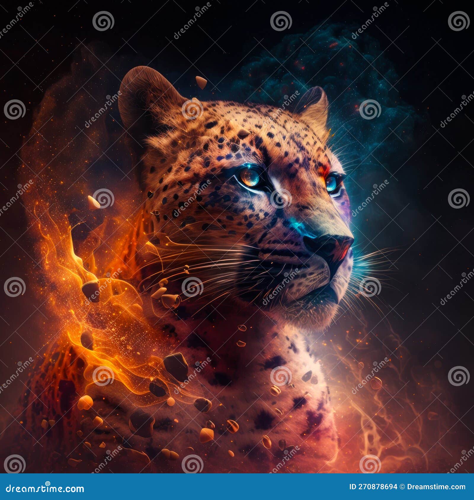 An Image of Leopard with Fire in Its Eyes. Generative AI Stock ...