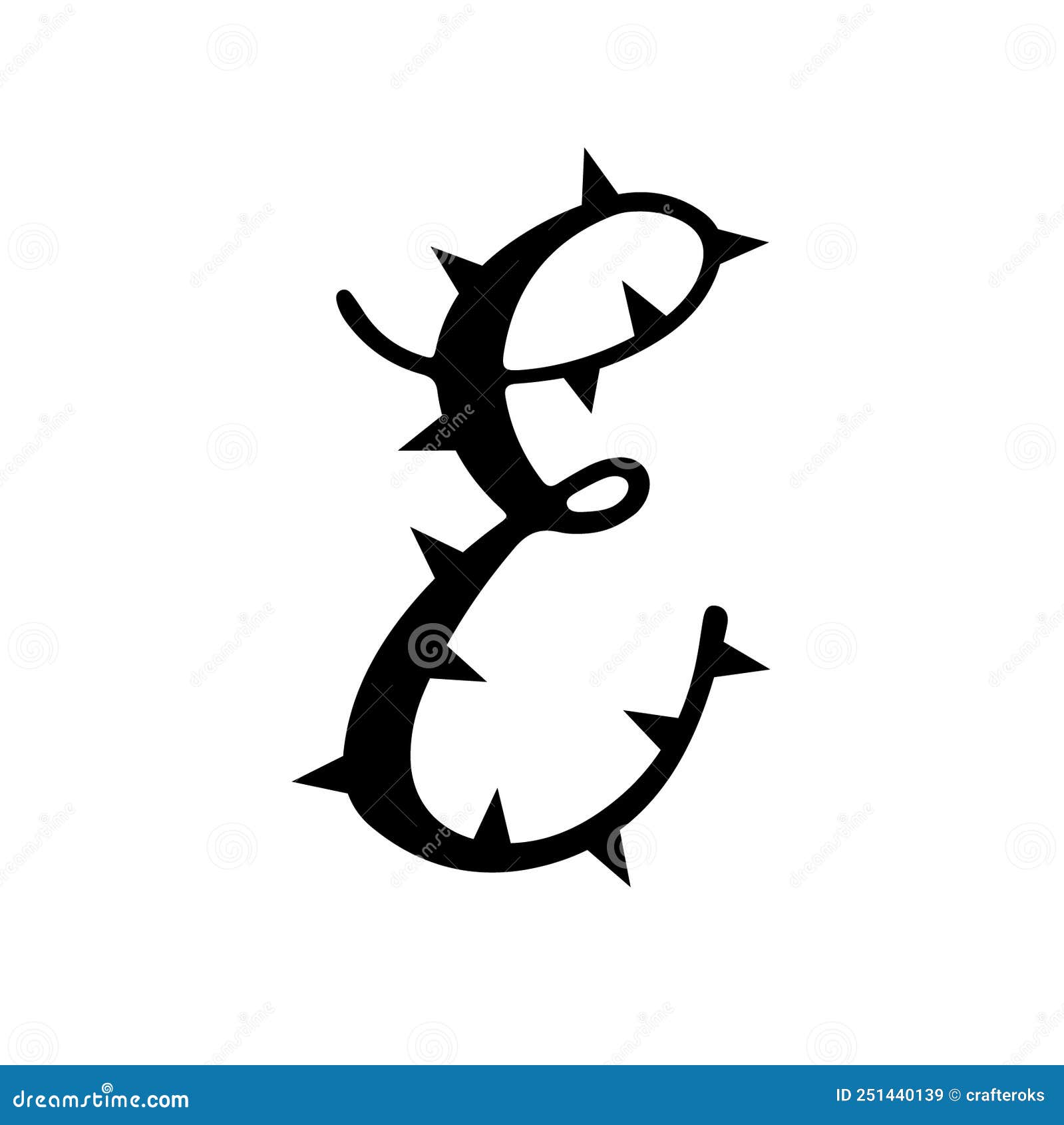 Letter of the Alphabet with Thorns EPS Vector File Stock Vector ...