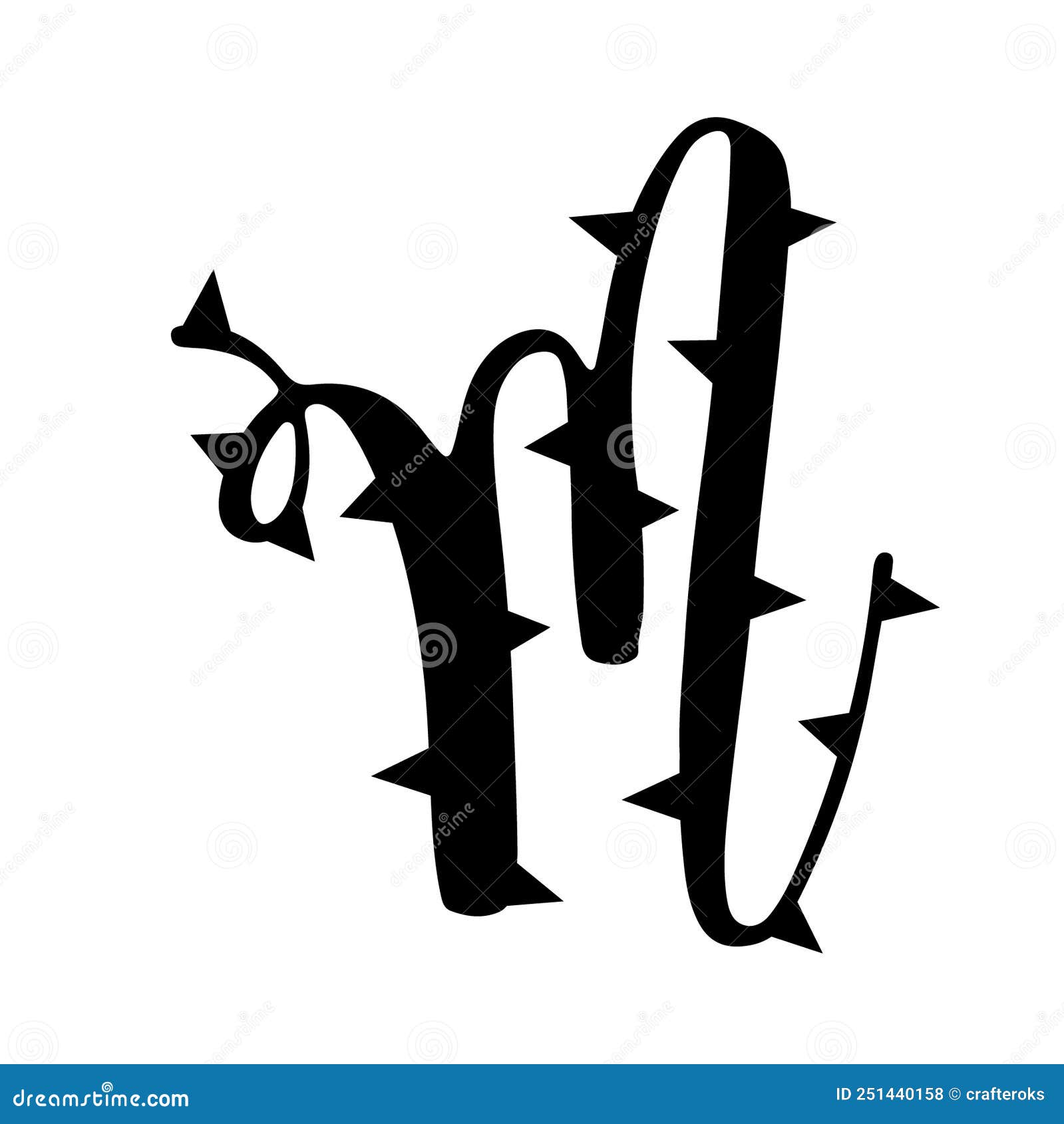 Letter of the Alphabet with Thorns EPS Vector File Stock Vector ...