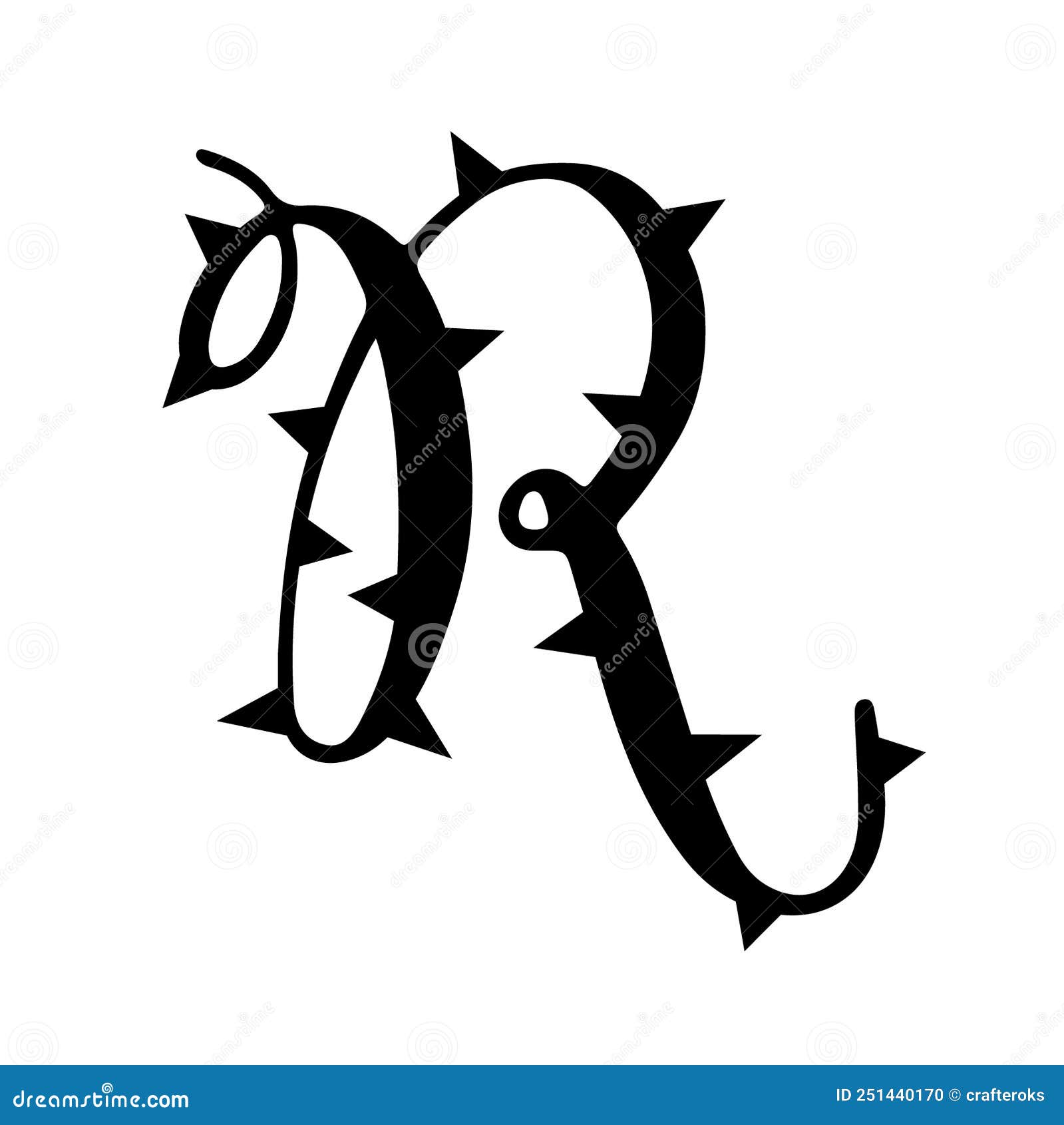 Letter of the Alphabet with Thorns EPS Vector File Stock Vector ...