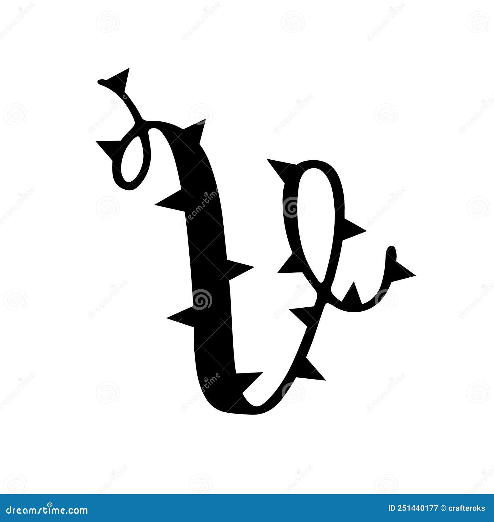 Letter of the Alphabet with Thorns EPS Vector File Stock Vector ...