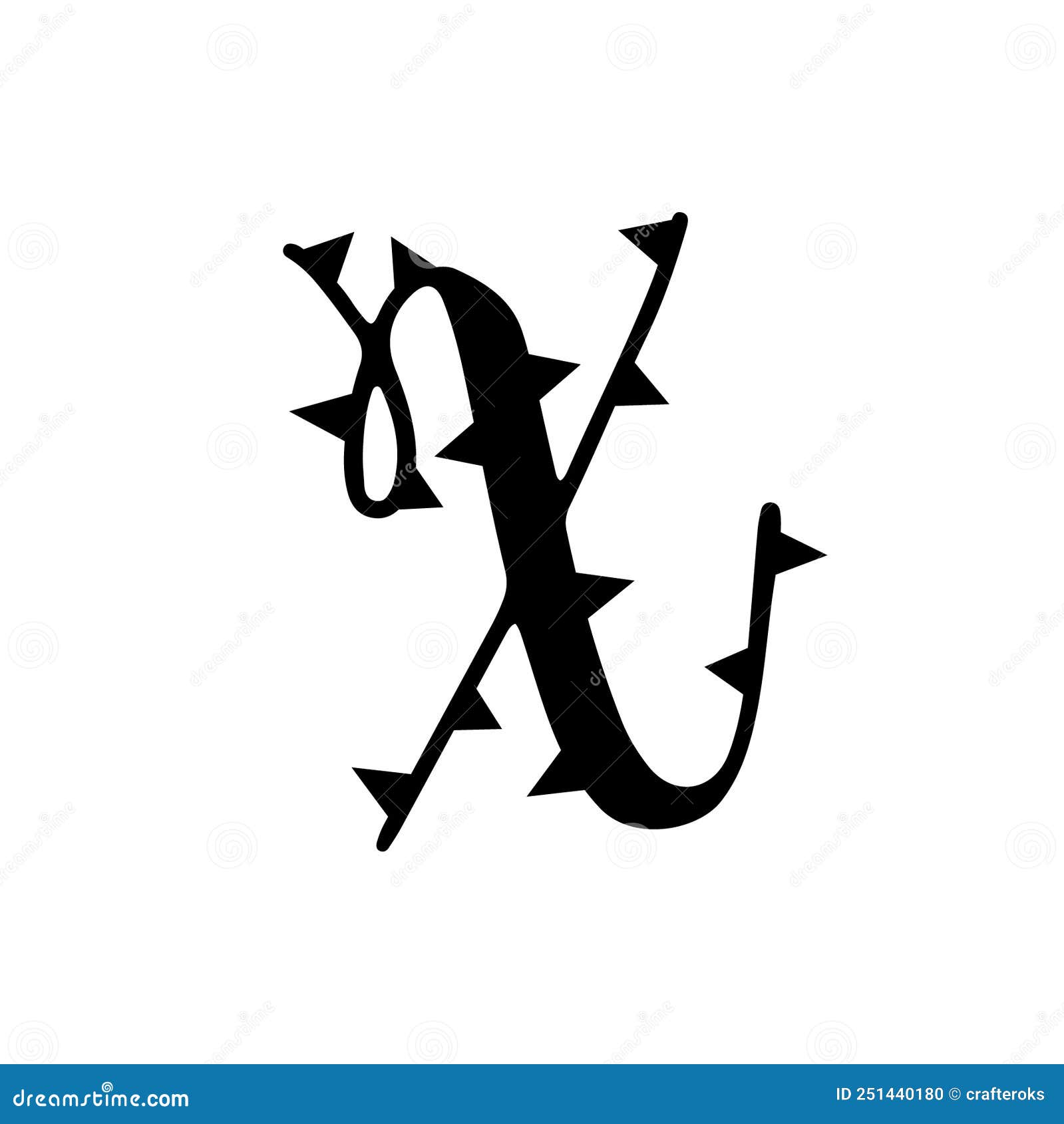 Letter of the Alphabet with Thorns EPS Vector File Stock Vector ...