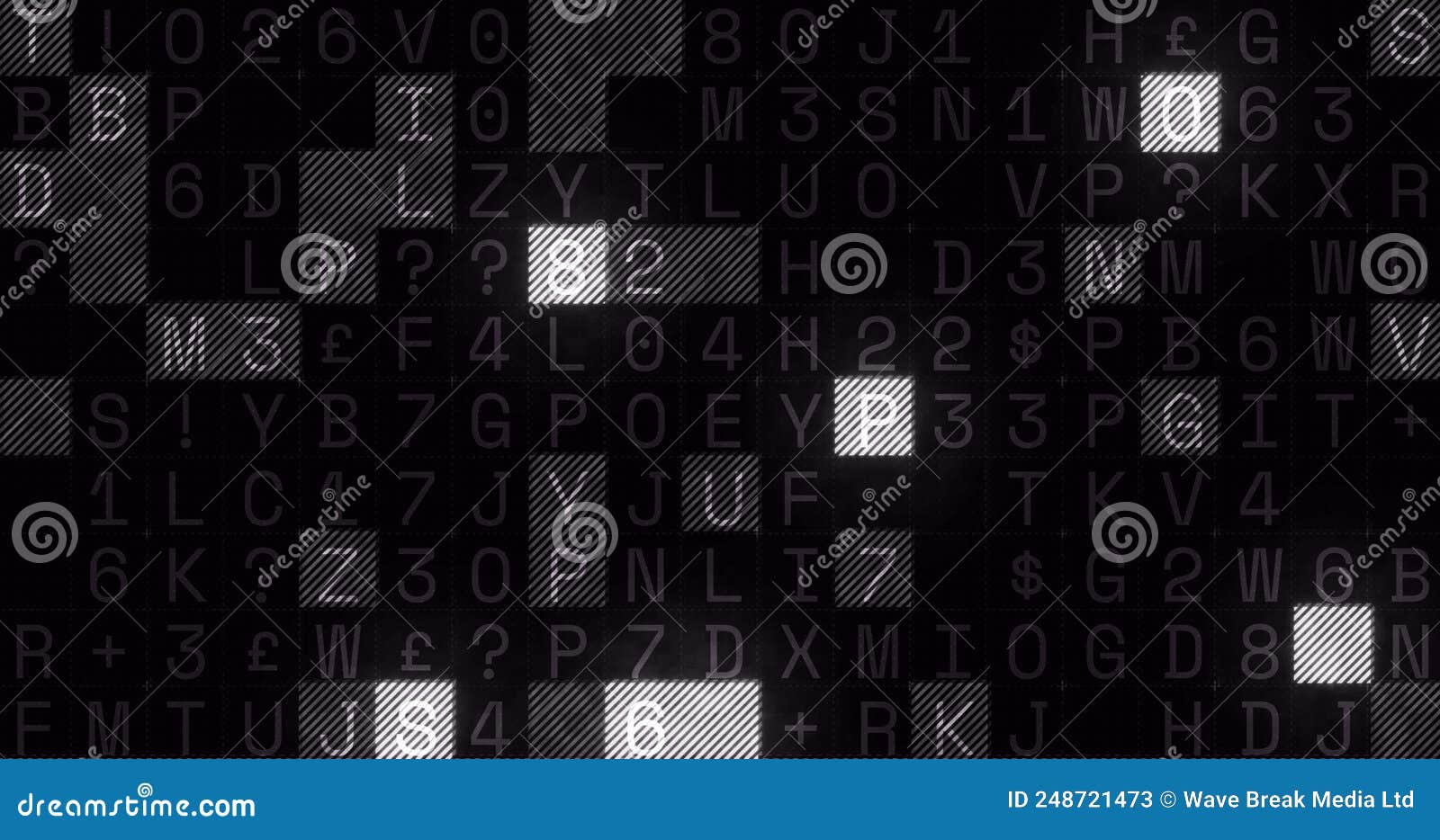 Image of Letter and Numbers Over Black Background with White Shapes ...