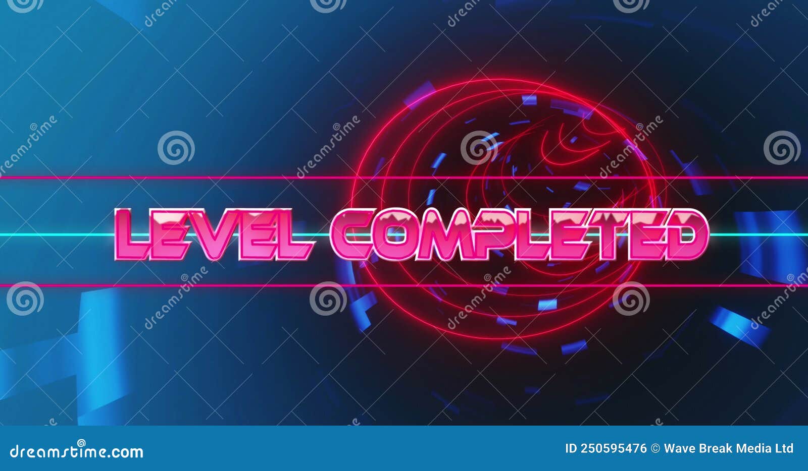Image of Level Completed Text Over Digital Tunnel Stock Illustration ...