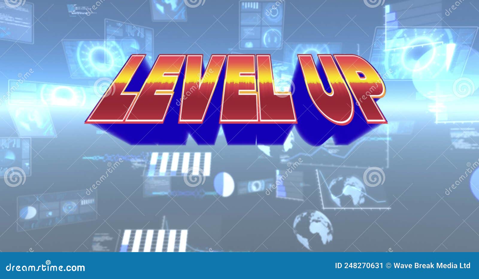 Image of Level Up in Digital Abstract Space with Diverse Data Stock ...
