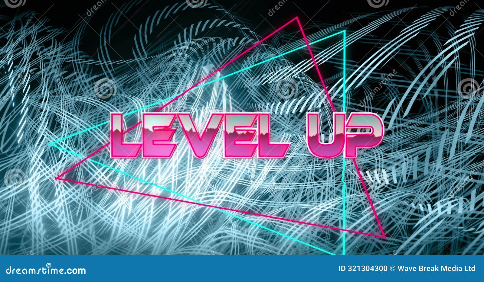 Image of Level Up Text Banner Against Tangled Blue Light Trails Against ...
