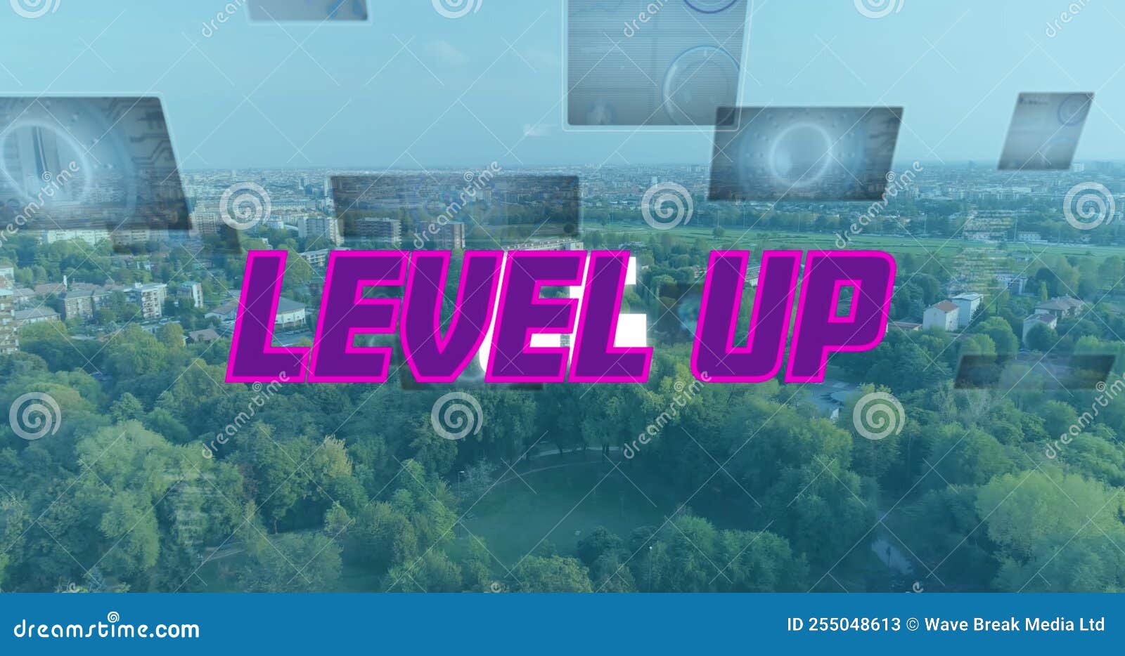 Image of Level Up Text and Data Processing Over Cityscape Stock Image ...