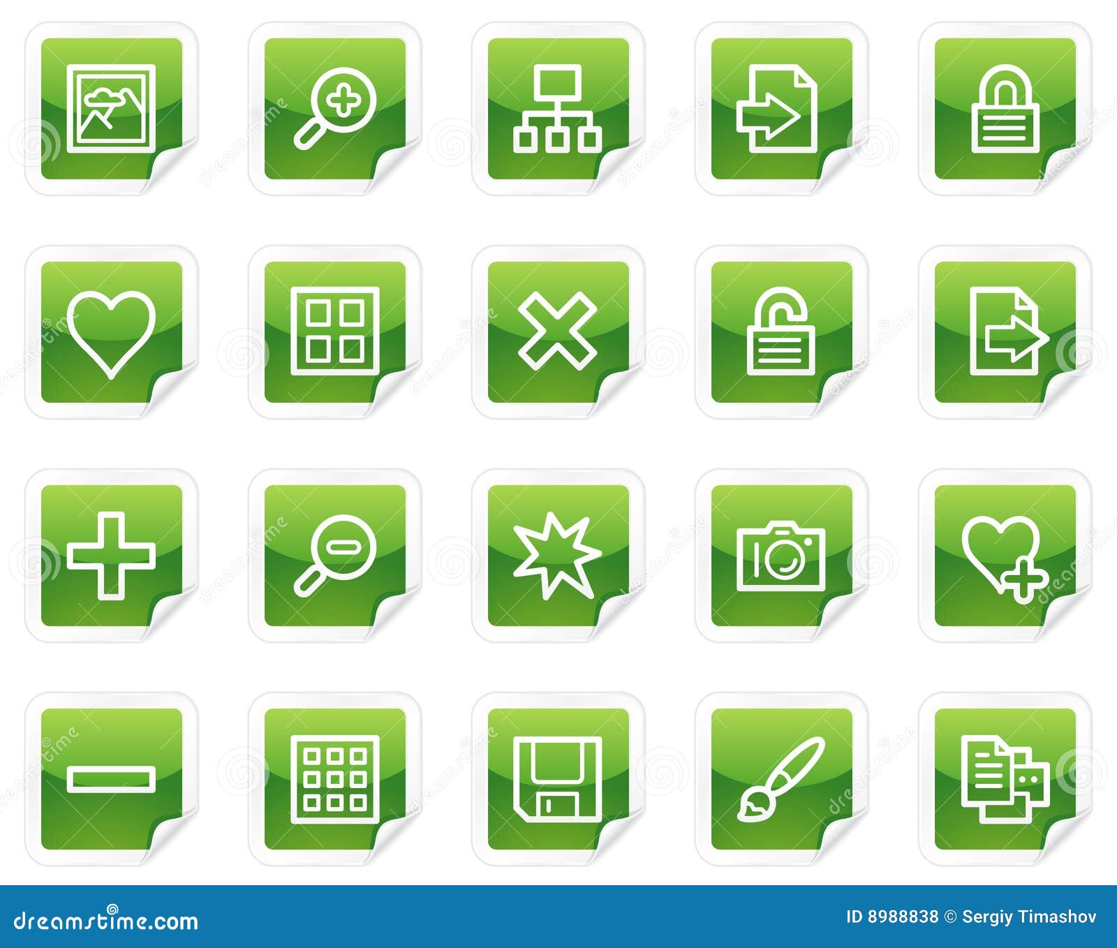 Image Library Web Icons, Green Sticker Series Stock Vector ...