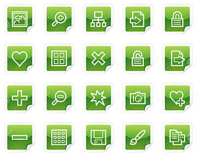 Image Library Web Icons, Green Sticker Series Stock Vector ...