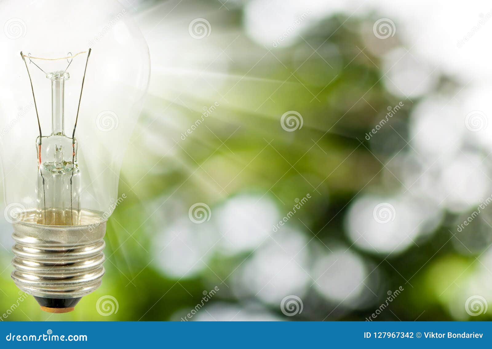Image of a Light Bulb on Green Backgrounds Close-up Stock Photo - Image ...