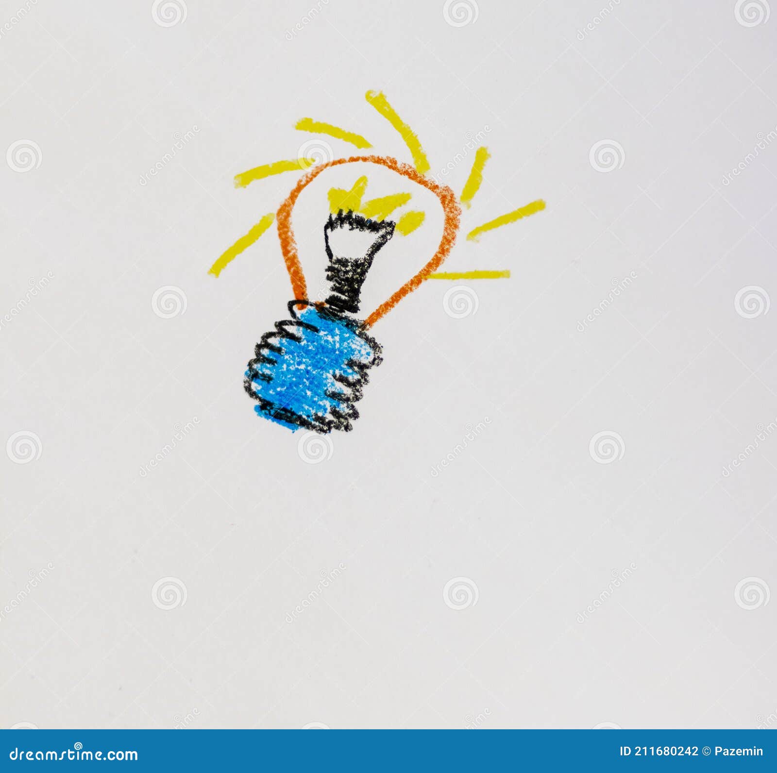 Image of Light Bulb Made Drawn with Crayons. Indoors Stock Photo ...