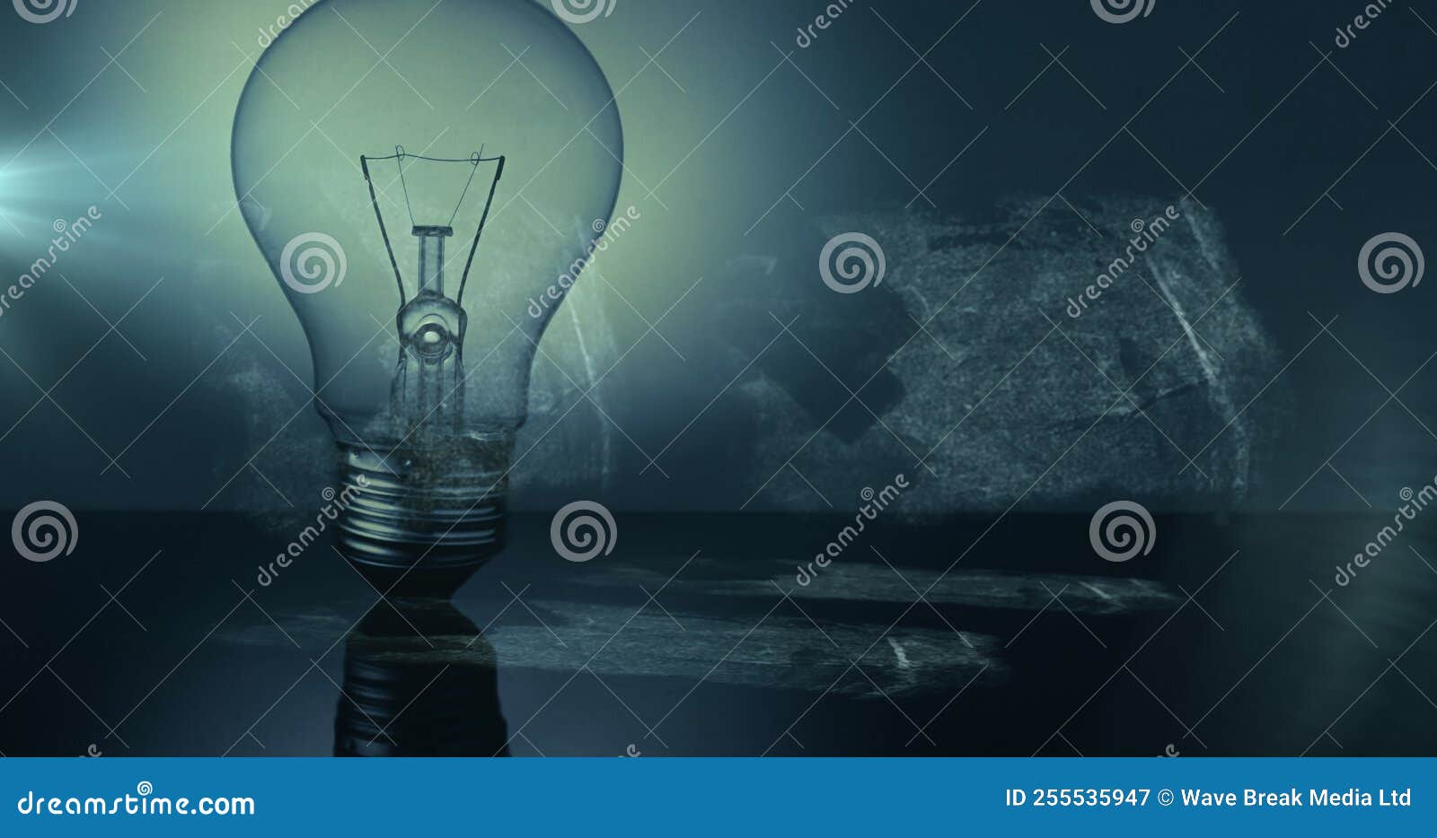 Image of Light Bulb with Scientific Formulae and Data Processing Stock ...