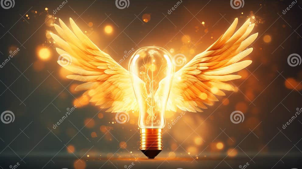 An Image of a Light Bulb with Wings, AI Stock Illustration ...