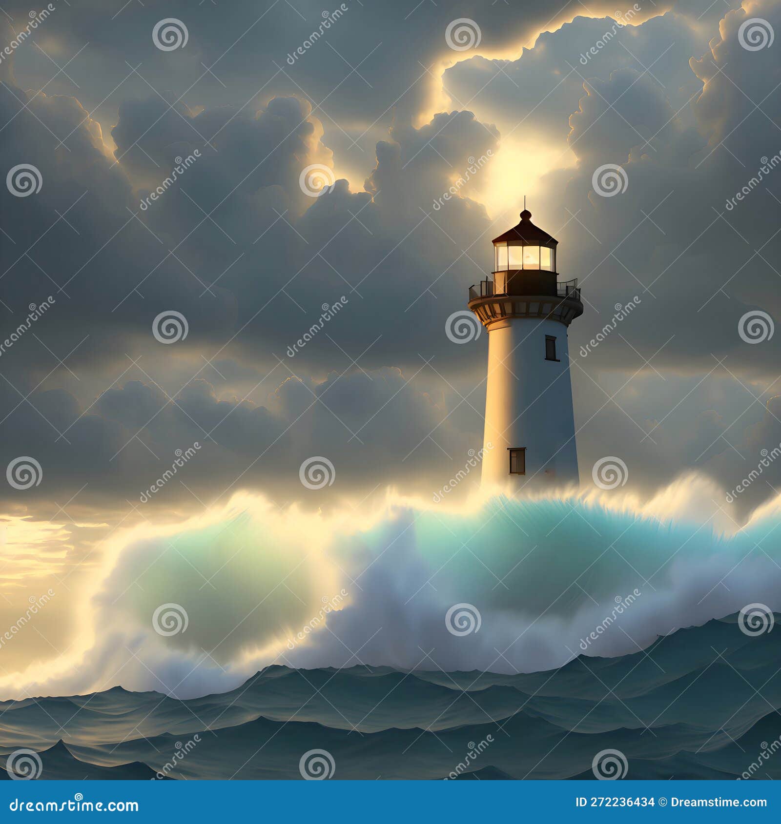 Image of the Lighthouse Standing Strong Against the Raging Sea during ...