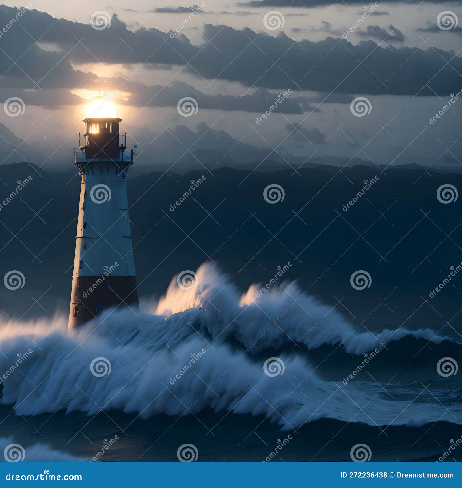 Image of the Lighthouse Standing Strong Against the Raging Sea during ...