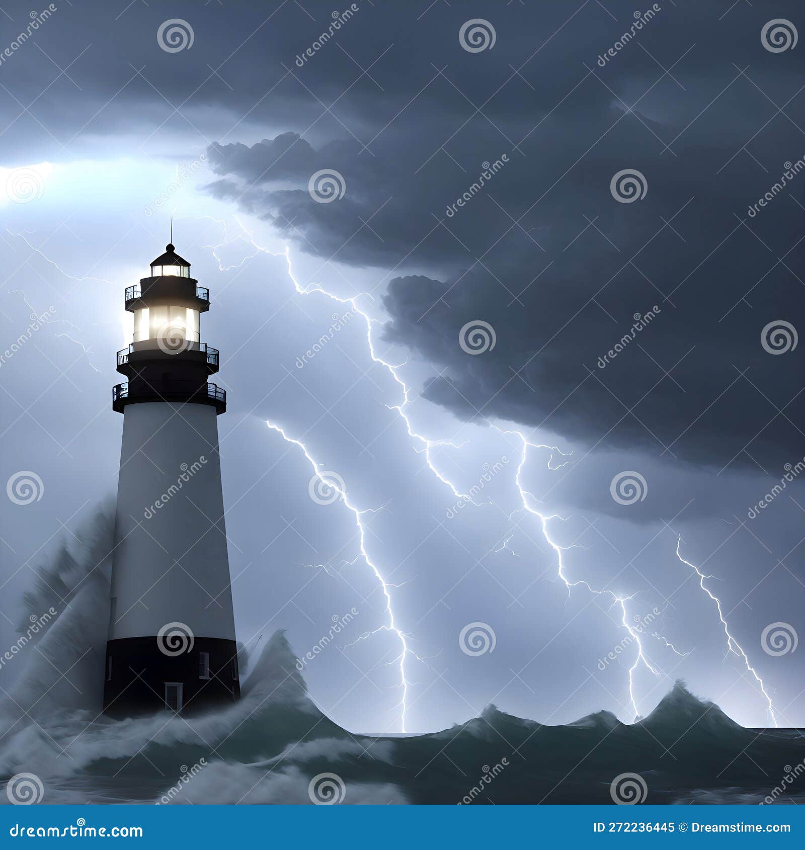 Image of the Lighthouse Standing Strong Against the Raging Sea during ...