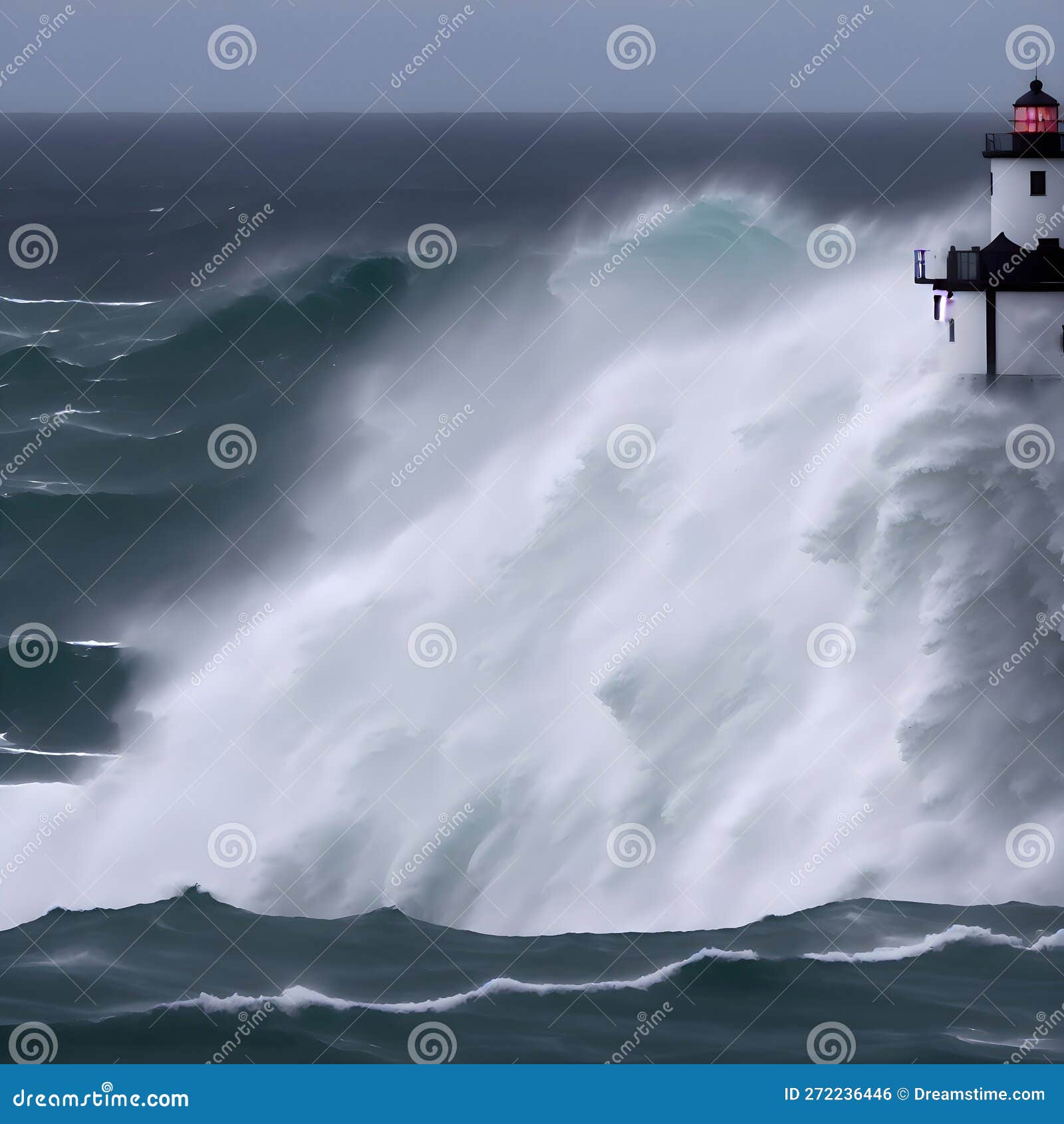 Image of the Lighthouse Standing Strong Against the Raging Sea during ...
