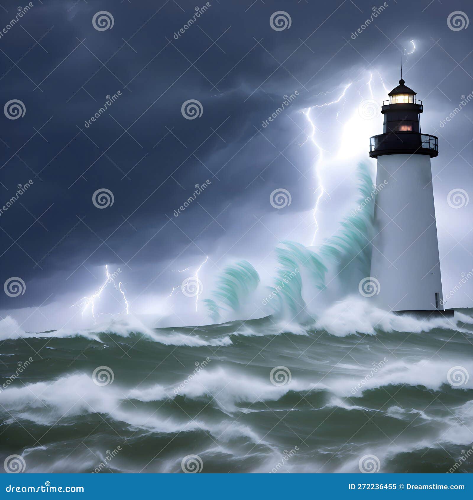 Image of the Lighthouse Standing Strong Against the Raging Sea during ...