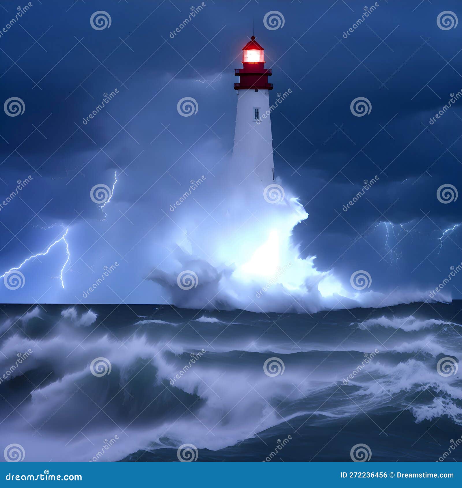 Image of the Lighthouse Standing Strong Against the Raging Sea during ...