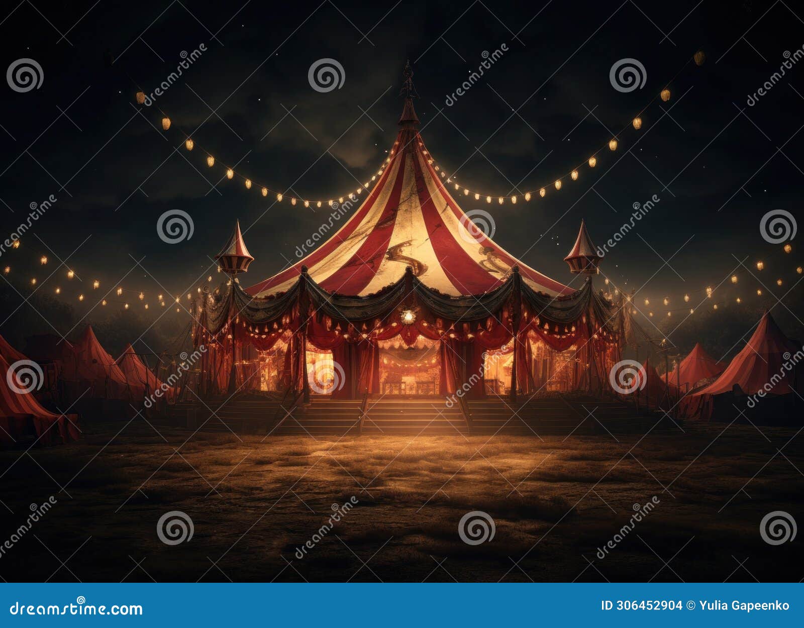 Image of the Lightpulled Circus at Nighttime Stock Photo - Image of ...