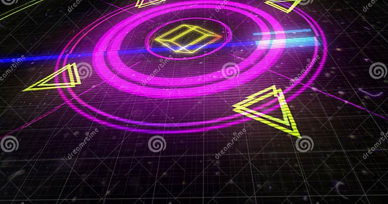 Image of Lights and Colourful Circular Scanner Processing on Black ...