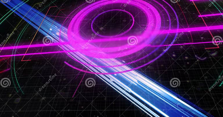 Image of Lights and Colourful Circular Scanner Processing on Black ...