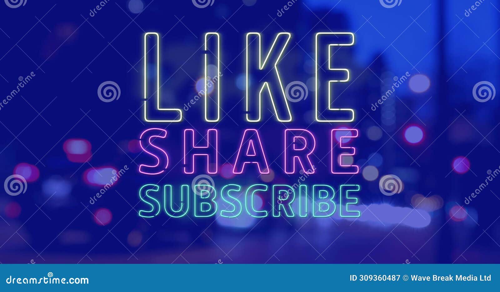 Image of Like Share Subscribe Texts Over Cityscape Stock Image - Image ...