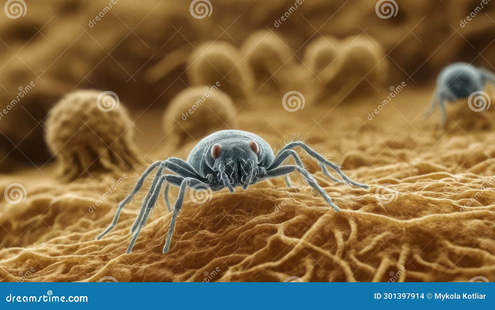 Dust Mites on Fibrous Terrain Stock Photo - Image of greyishblue, rough ...