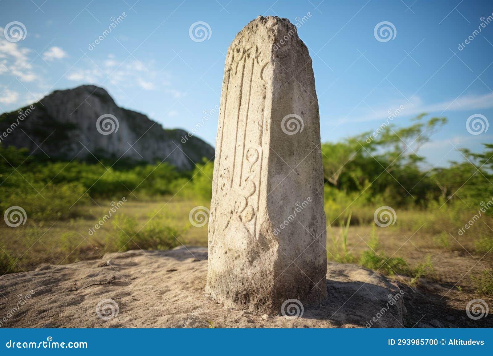 Image of a Limestone Pillar Marking National Territory Stock Photo ...