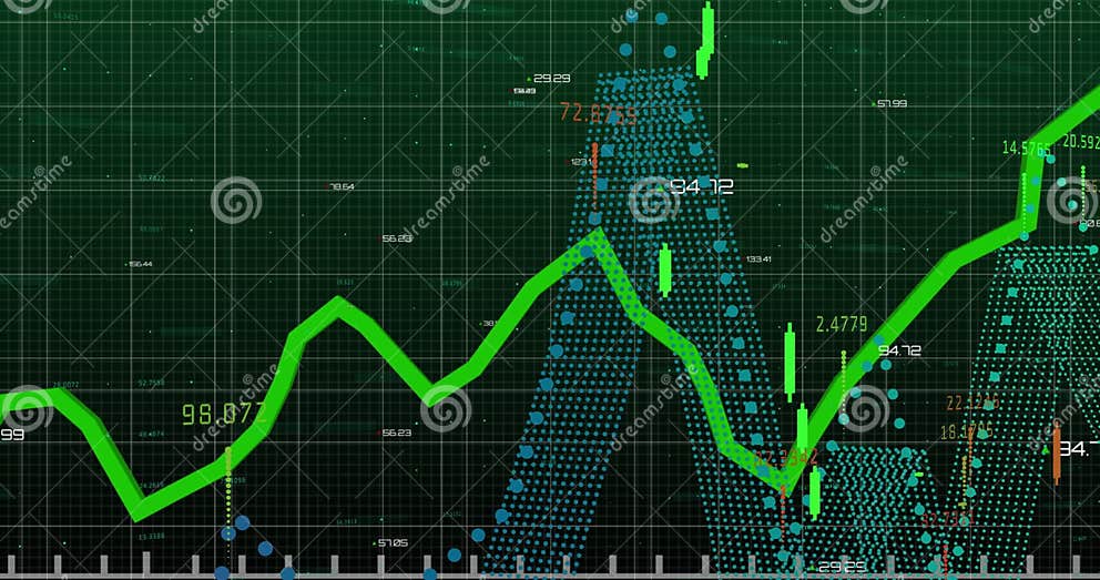 Image of Line Graph Showing Progress Over Graphs and Changing Numbers on Grid Pattern Stock ...