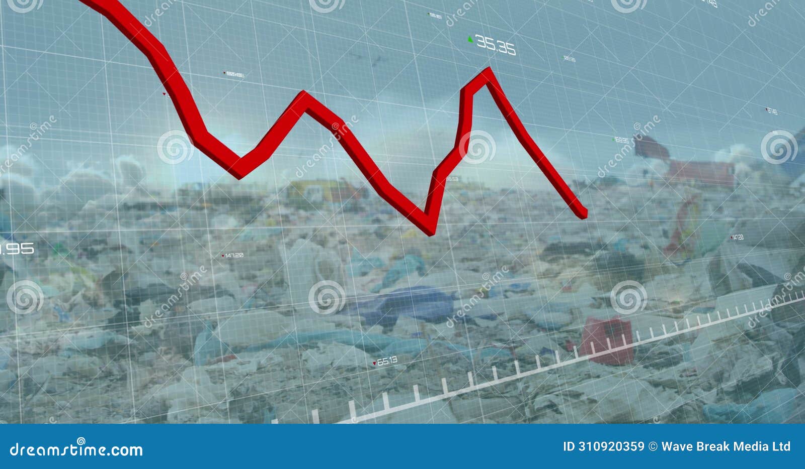Image of Line Graphs with Numbers Over Clouds Against Low Angle View of ...